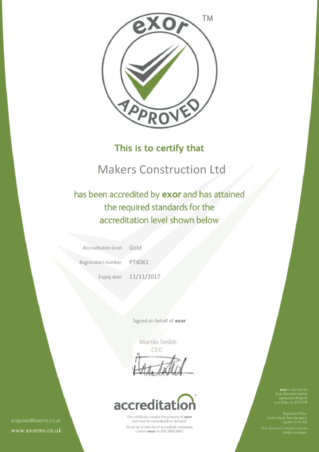 Exor, Safecontractor | makers.biz