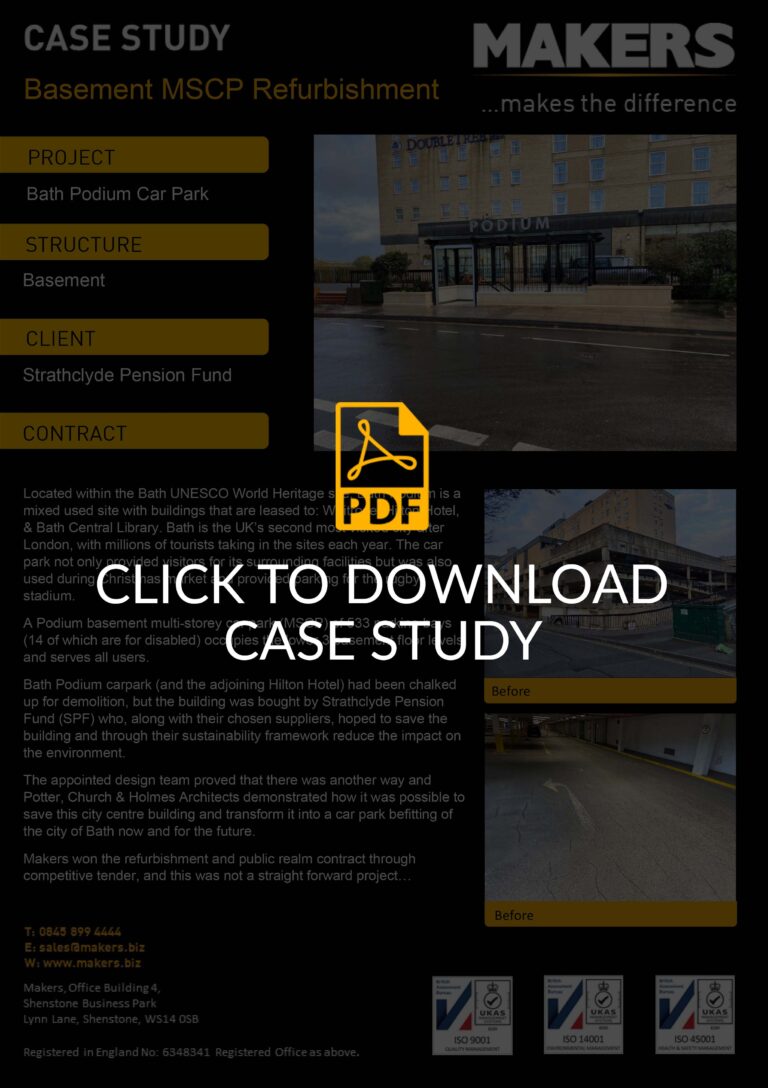 The Podium Basement MSCP Refurbishment, Bath | Makers Construction